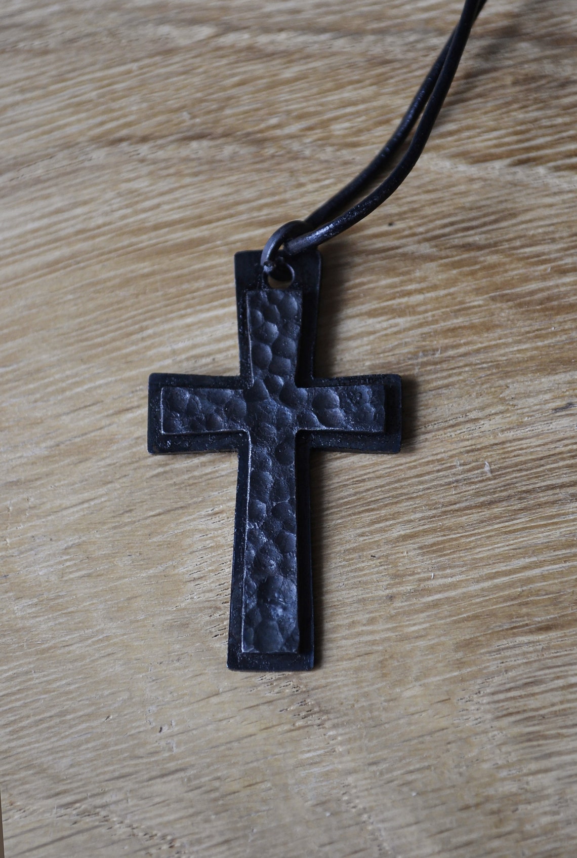 Hand Forged Cross Necklaceiron Cross Pendantceltic - Etsy