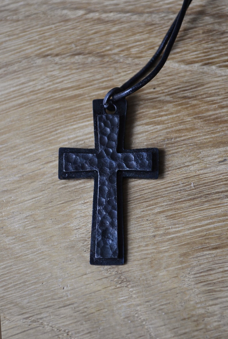 Hand Forged Cross Necklaceiron Cross Pendantceltic - Etsy