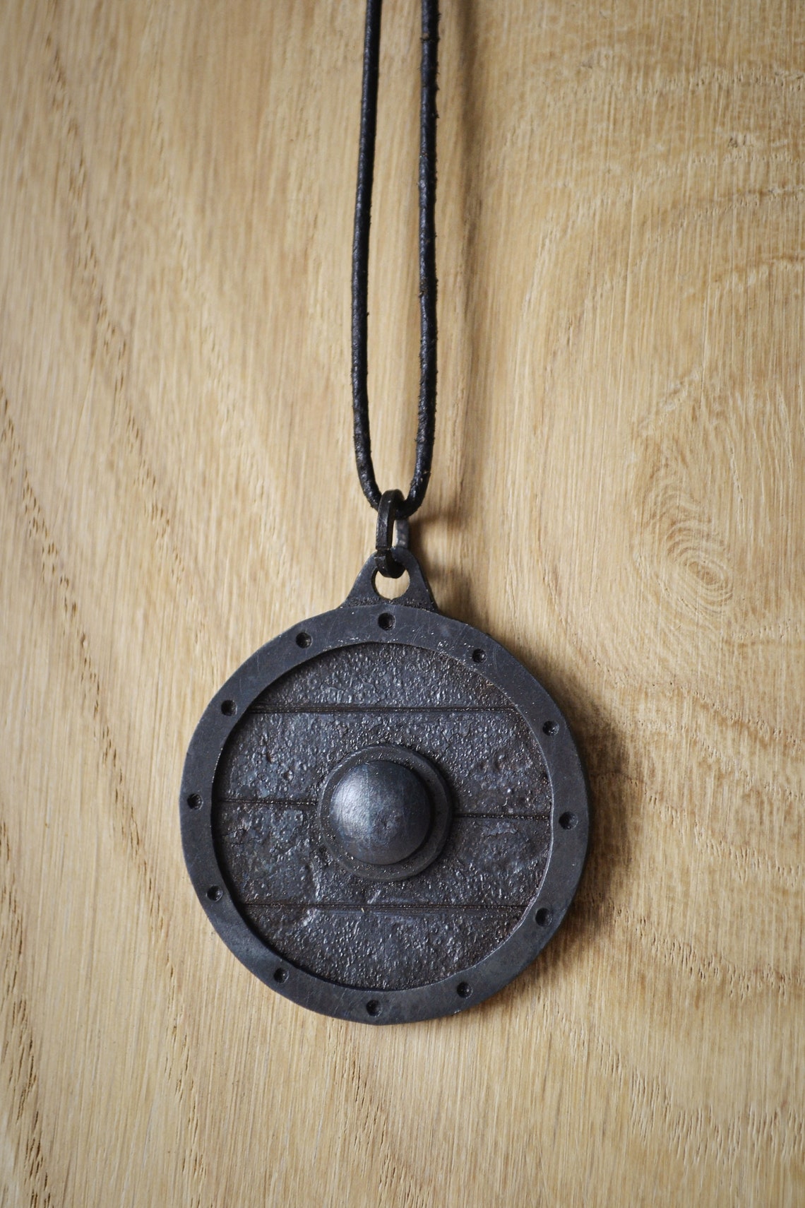 Hand Forged Shield Pendantforged Shield Viking Necklaceiron - Etsy