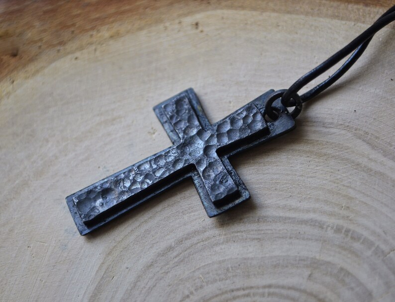 Hand Forged Cross Necklaceiron Cross Pendantceltic - Etsy