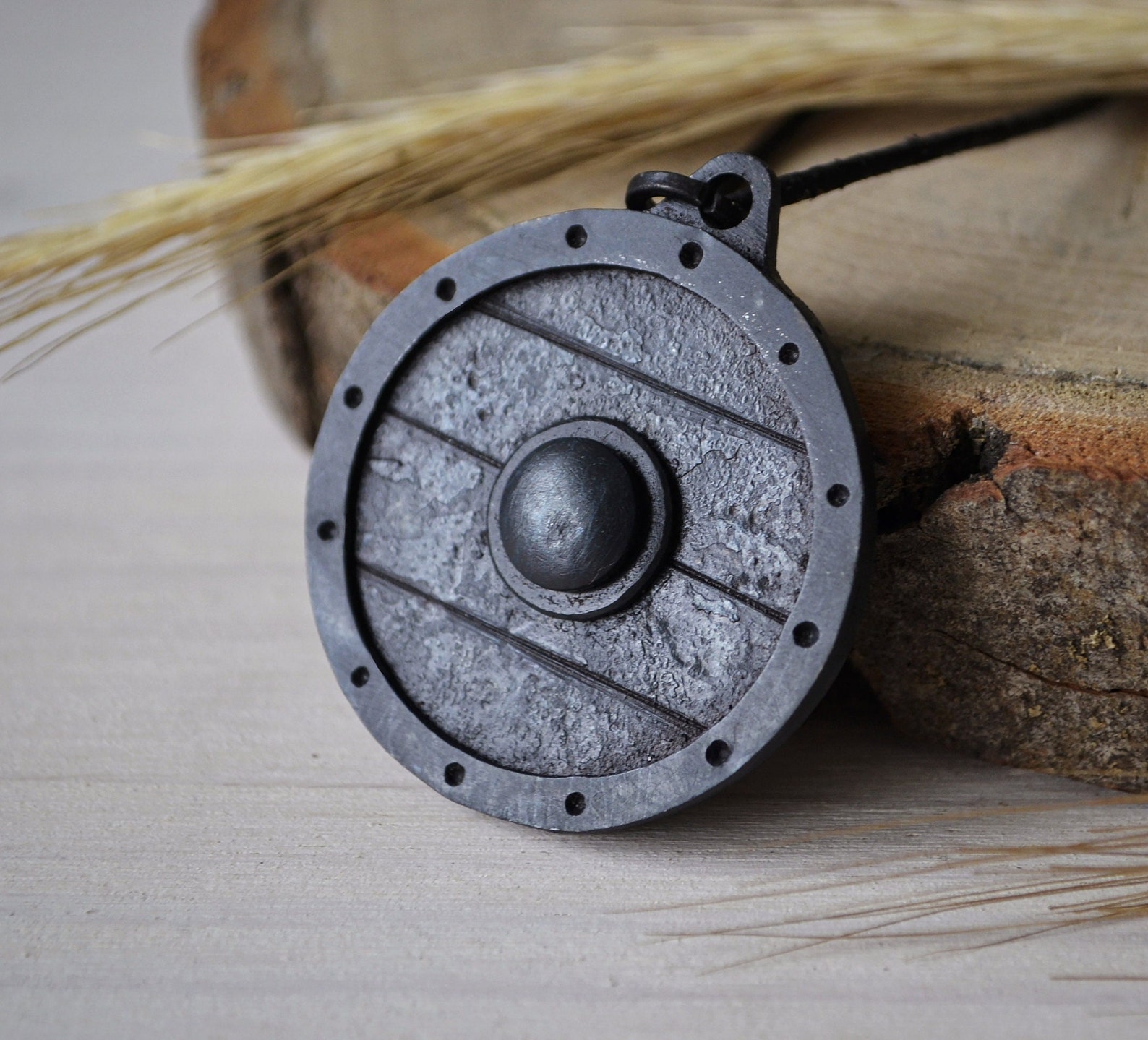 Hand Forged Shield Pendantforged Shield Viking Necklaceiron - Etsy