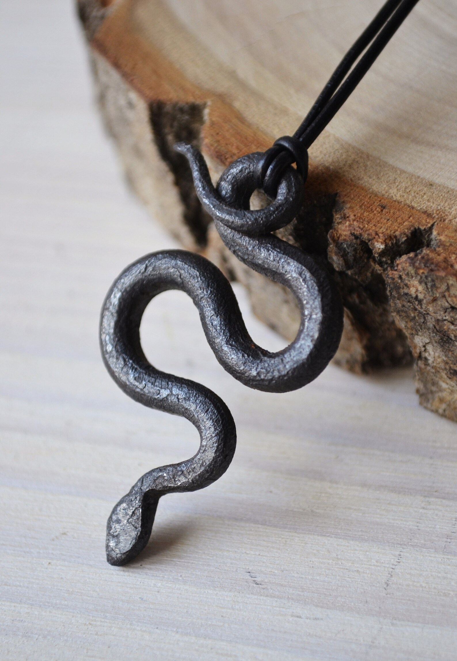 Iron Snake Pendanthand Forged Snake Necklacegothic - Etsy
