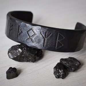 Hand Forged Runes Bracelet,viking Iron Bracelet,personalized Metal ...
