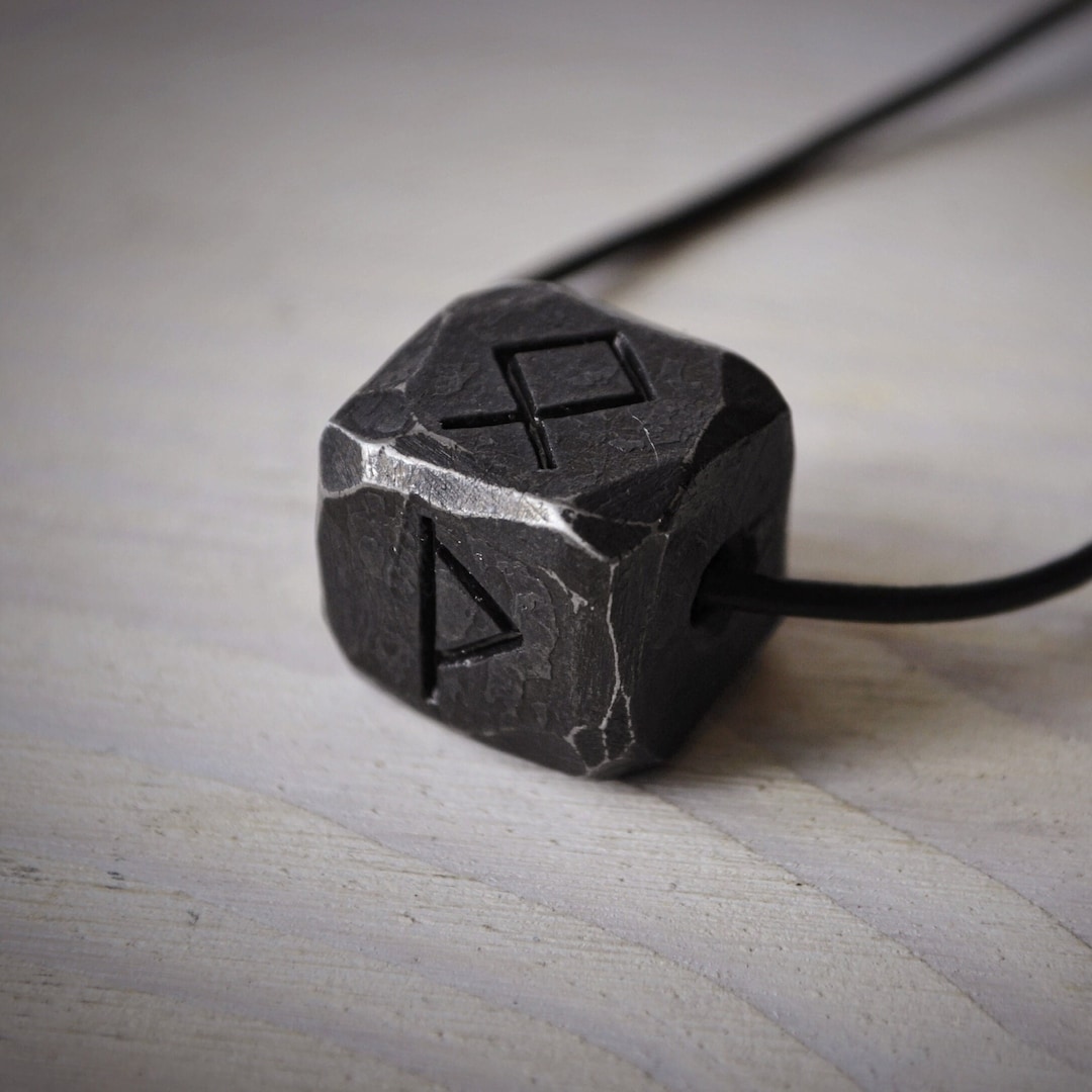 Viking Rune Pendant,hand Forged Iron Necklace,rune Nordic Necklace,celtic Necklace,viking Amulet ...