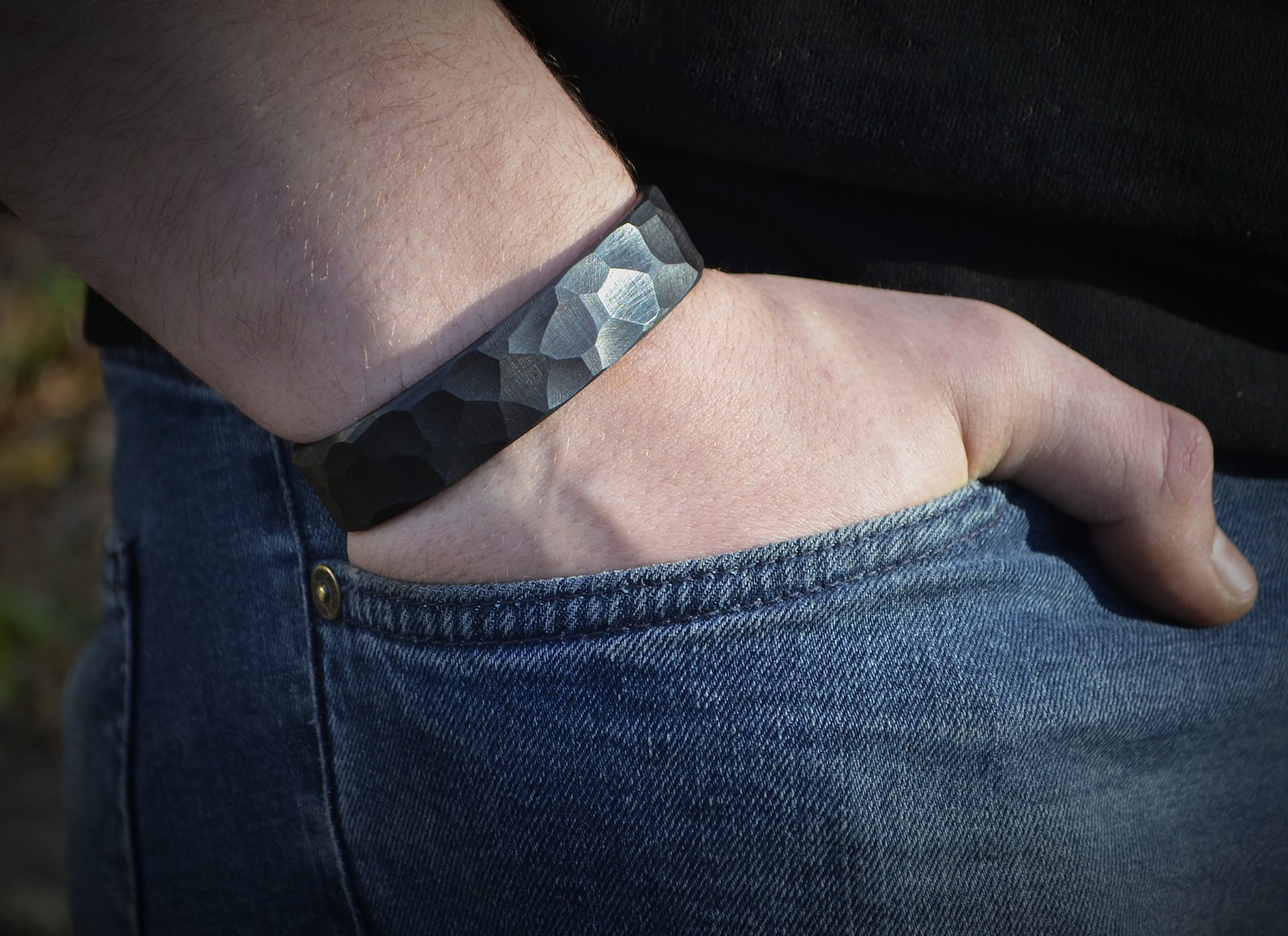 Hand Forged Iron Bracelet,men's Steel Bracelet,personalized Metal ...