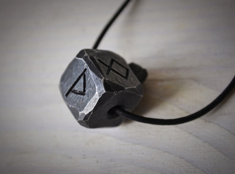 Viking Rune Pendanthand Forged Iron Necklacerune Nordic - Etsy