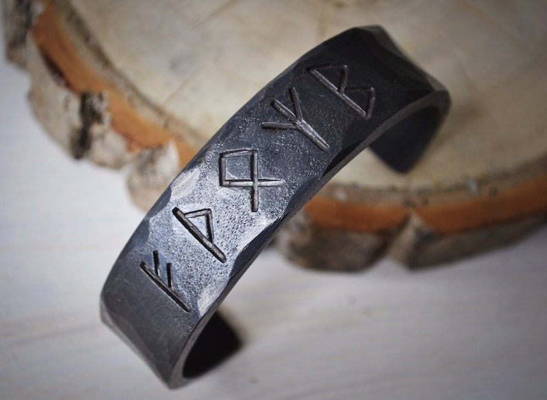 Hand Forged Runes Bracelet,viking Iron Bracelet,personalized Metal ...