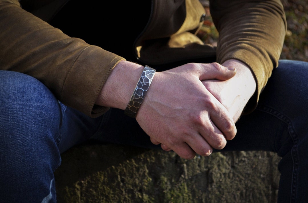 Hand Forged Stainless Steel Bracelet,men's Cuff Bracelet,metal Bracelet ...