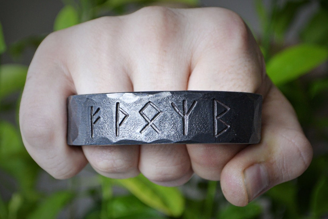 Hand Forged Runes Bracelet,viking Iron Bracelet,personalized Metal ...