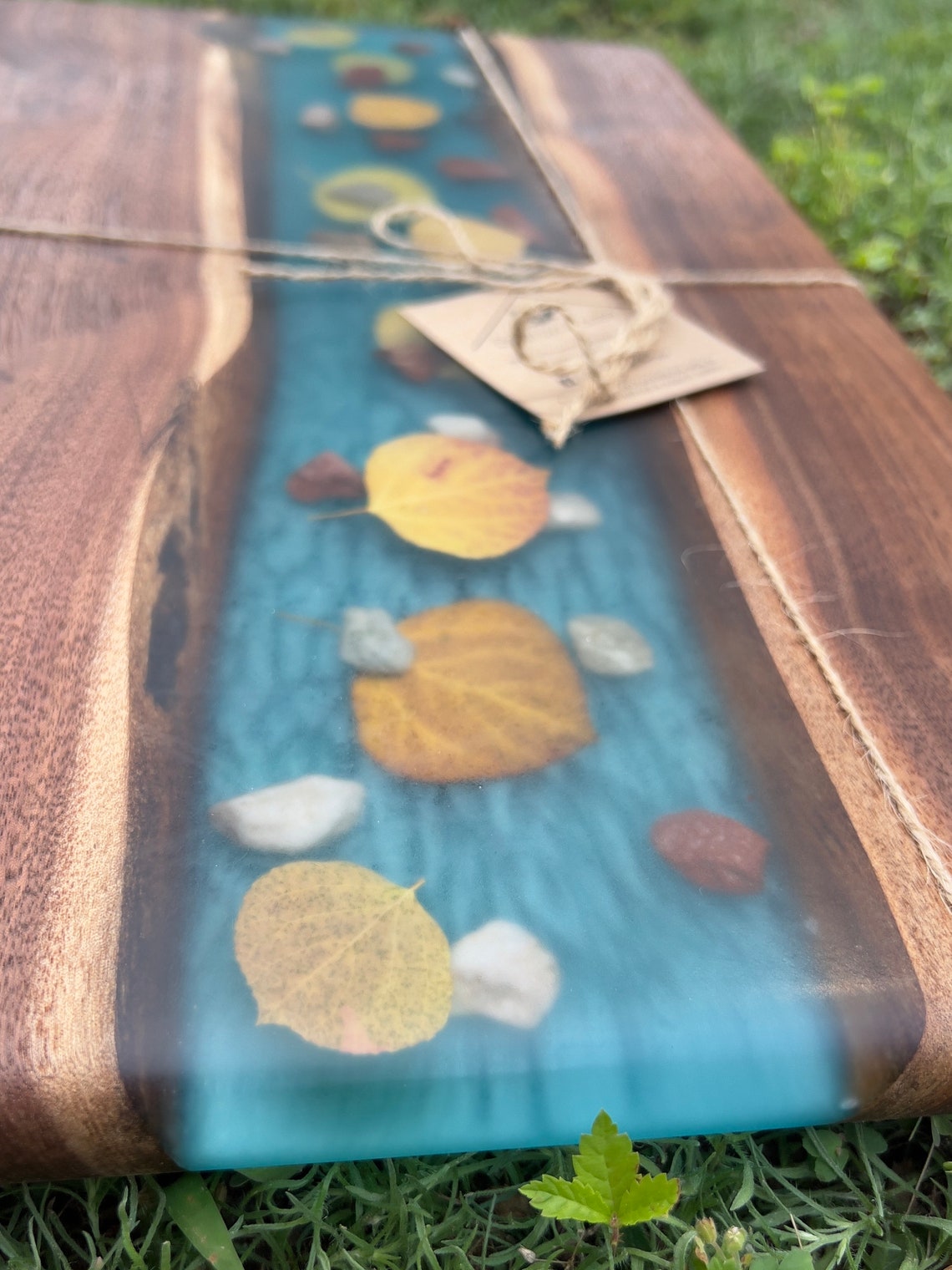 Custom Walnut Cutting/charcuterie River Board With Aspen Leaves and ...