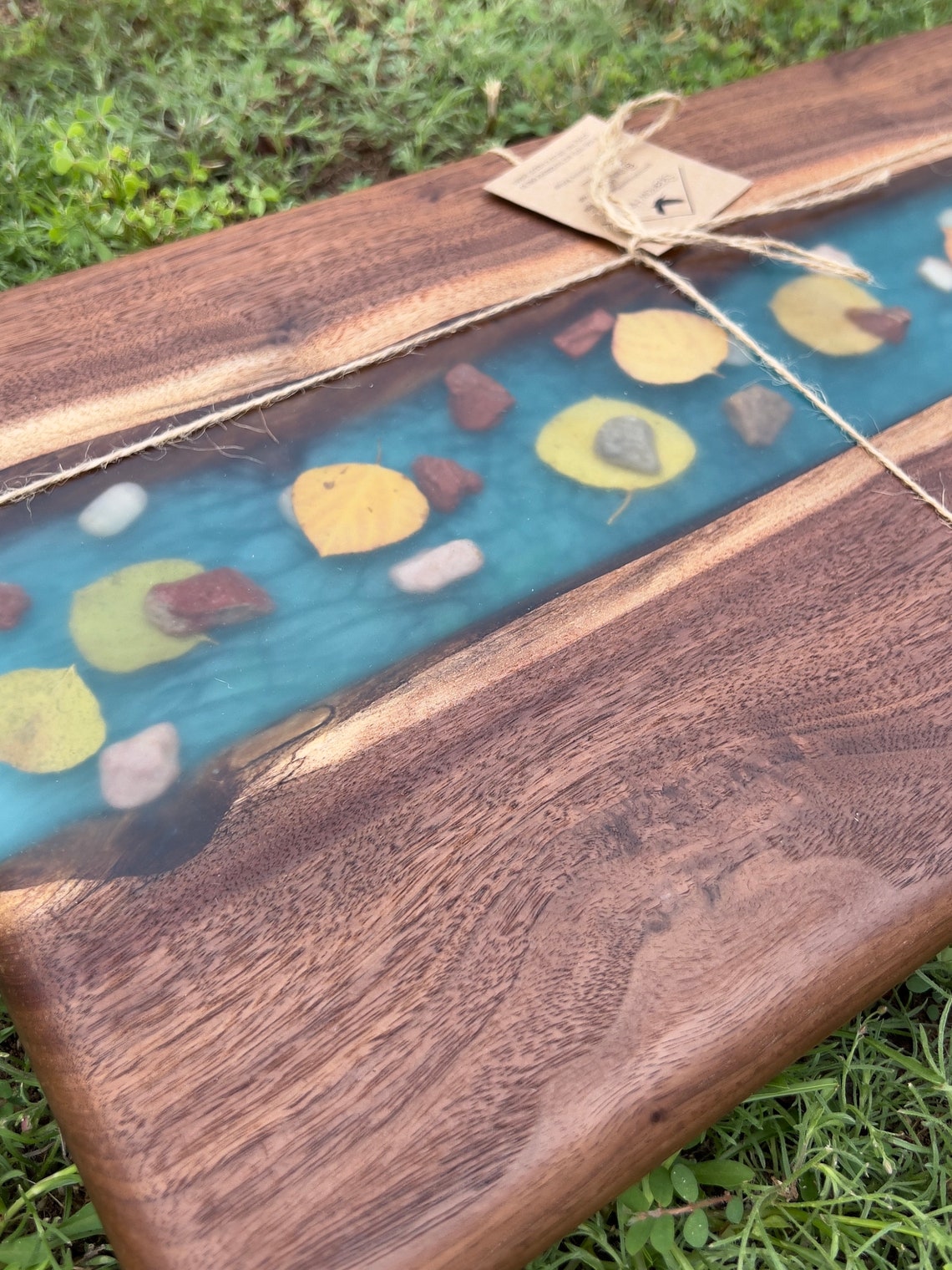 Custom Walnut Cutting/charcuterie River Board With Aspen Leaves and ...