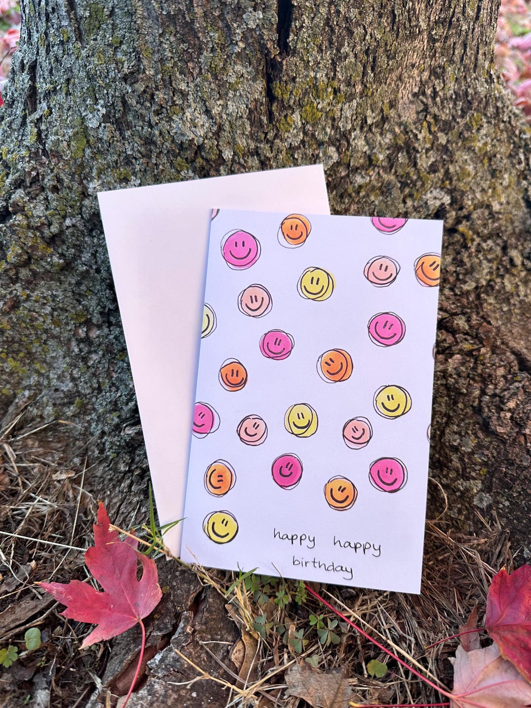 Handmade Watercolor Smiley Face Birthday Card Print - Etsy