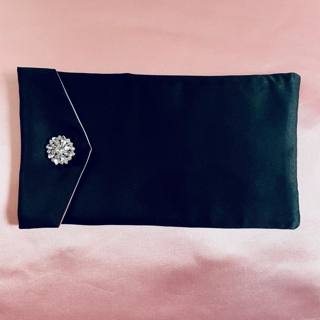 Sleep Mask Pouch, Storage for Sleep Mask, Black Satin With Pink Satin ...