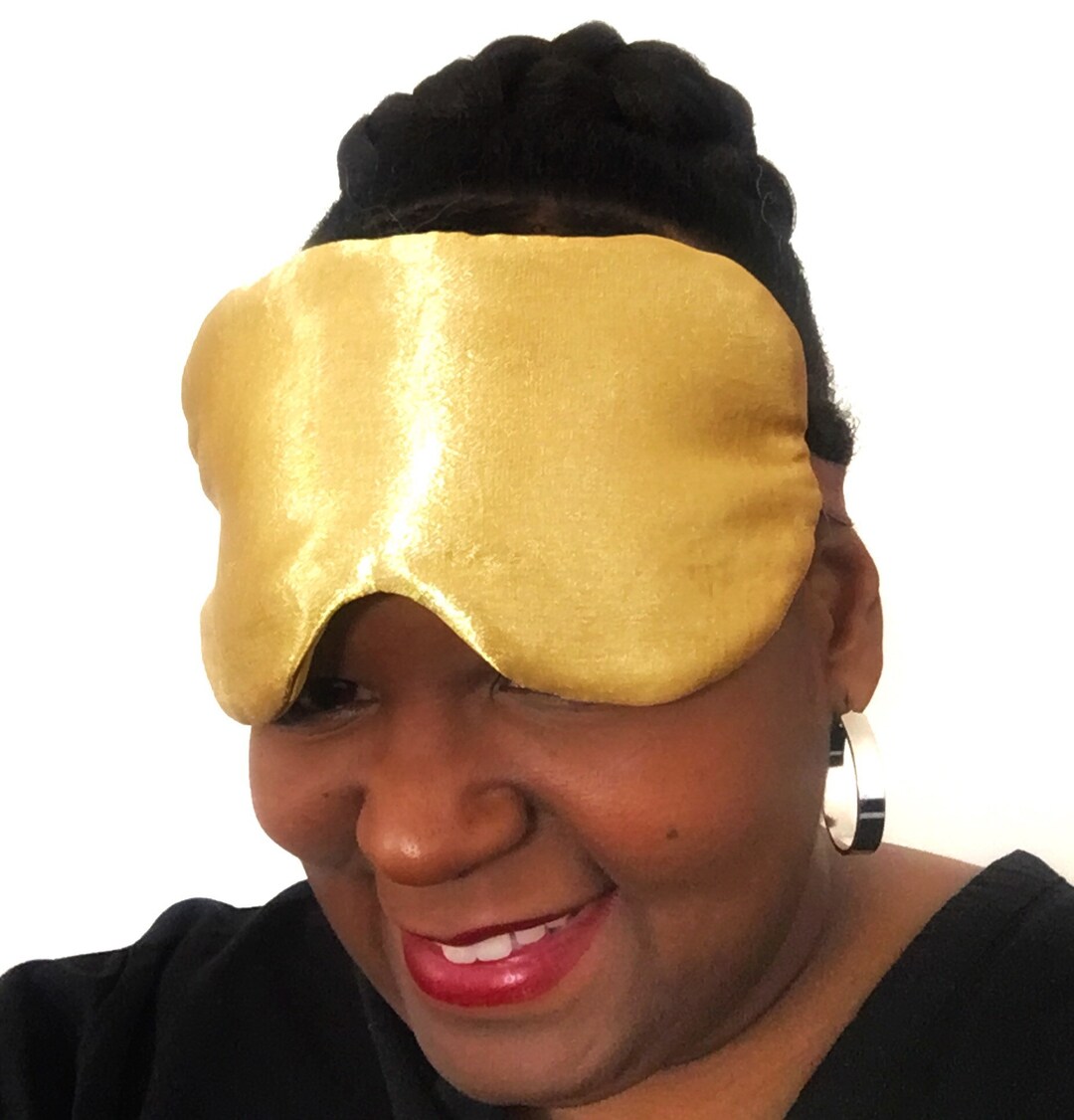 Gold Sleep Eye Mask, Golden Crushed Satin, Silk or Satin Backing, Thick ...