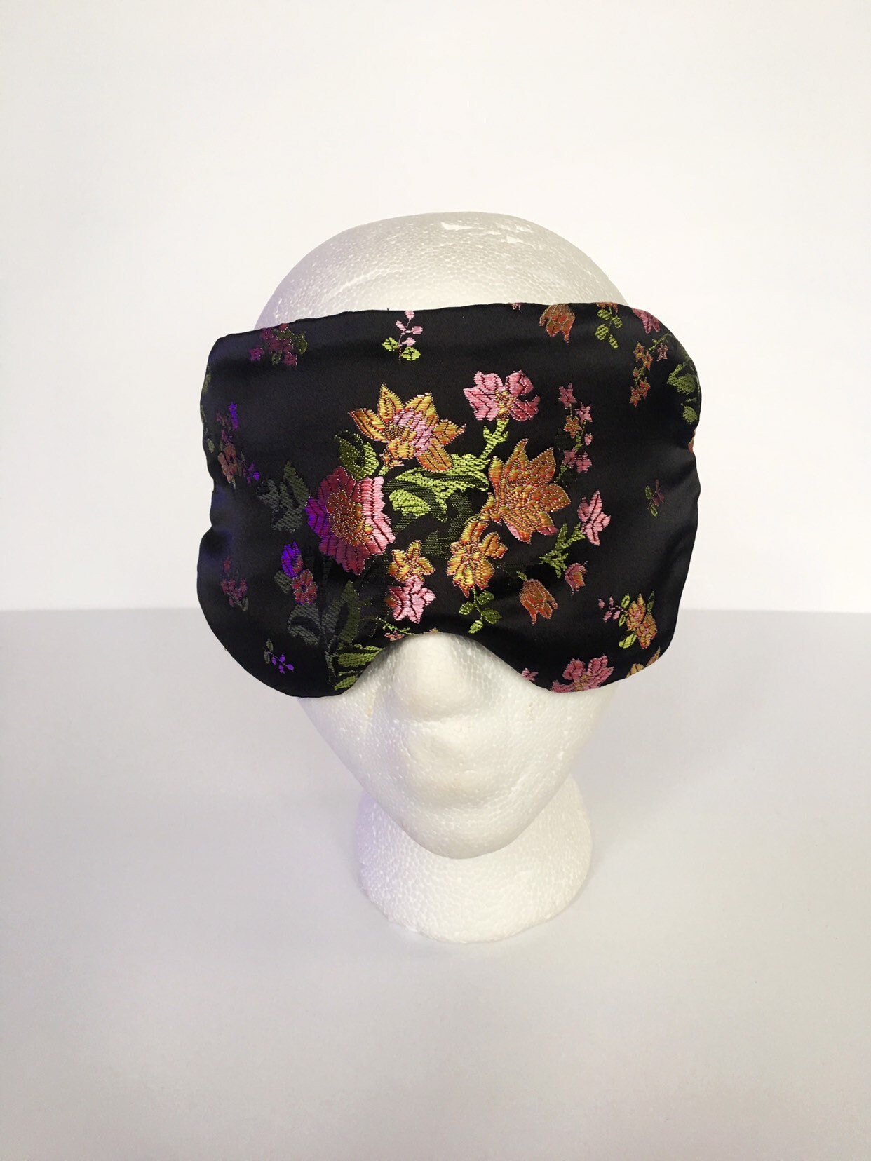 Chic Floral Print Sleep Mask, Orchid Flower Eye Mask, Adjustable Black ...