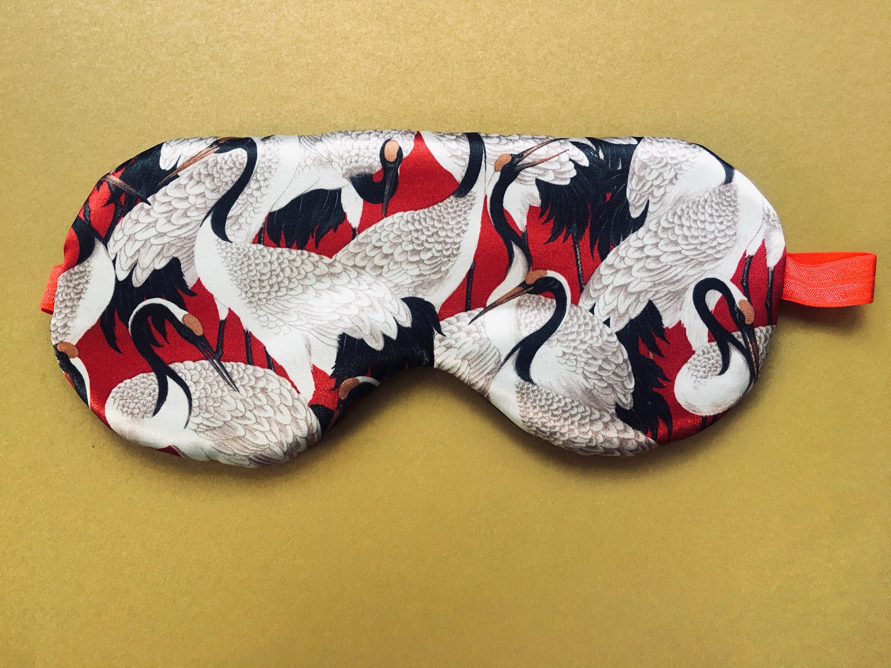 Red Crowned Crane Sleep Eye Mask, Oversized Sleep Mask, Silk Sleeping ...