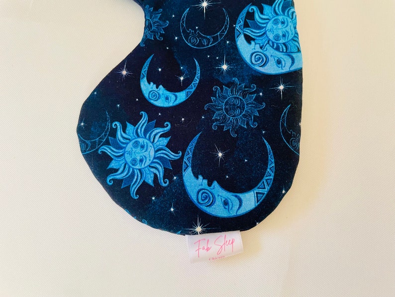 Celestial Sun Moon Stars Sleep Mask, Silk Backing, Adjustable Elastic ...