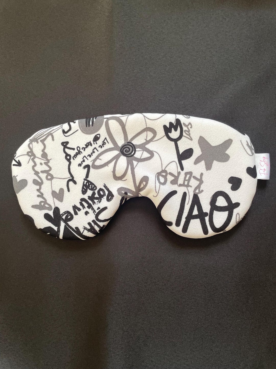 Oversized Sleep Mask, Black and White Doodle Art, Adjustable Padded Eye ...