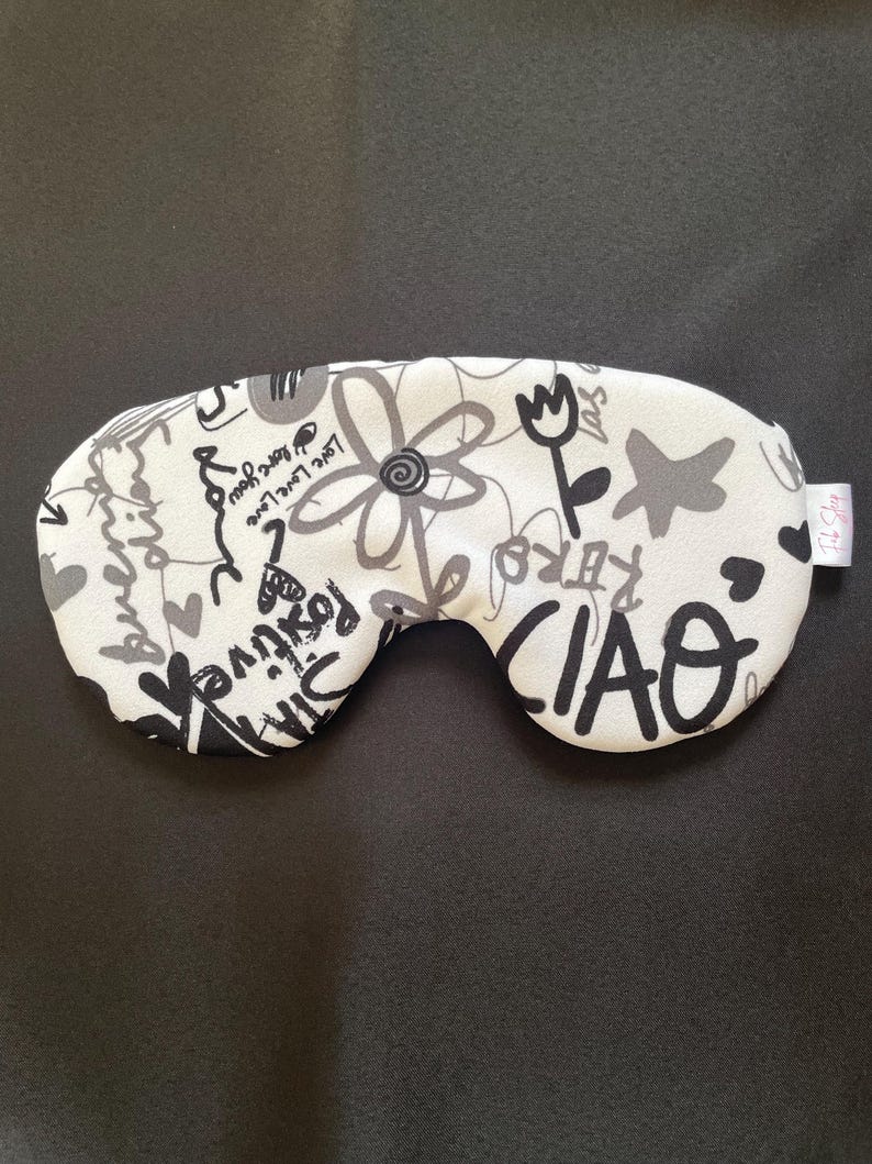 Oversized Sleep Mask, Black and White Doodle Art, Adjustable Padded Eye ...