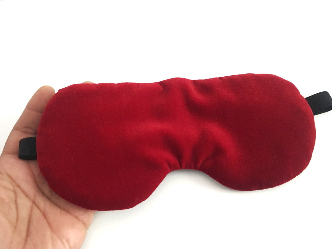 Red Velvet Sleep Mask: Silk Backing, Adjustable Eye Mask - Etsy