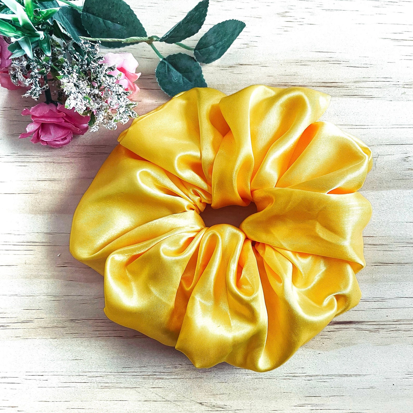 Jumbo Satin Scrunchies, Illuminating Yellow Scrunchie, Oversized Pastel ...