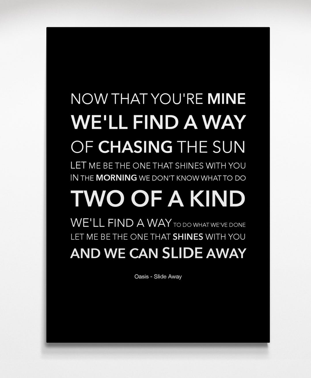 Oasis - Slide Away - Black & White Lyric Art Poster - Etsy