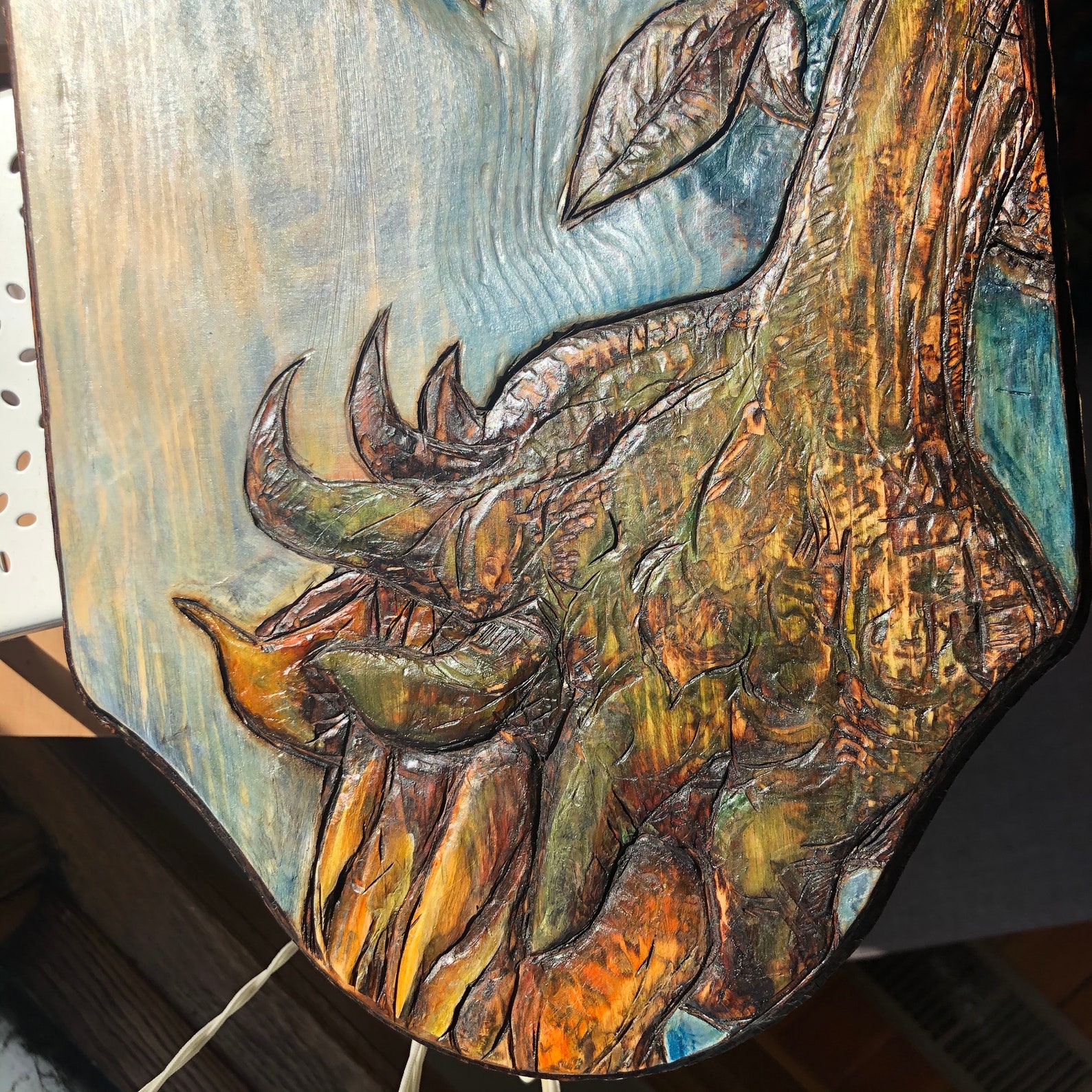 Sunflower Painting, Wood Burning Art, Sunflower Carving, Home Decore ...