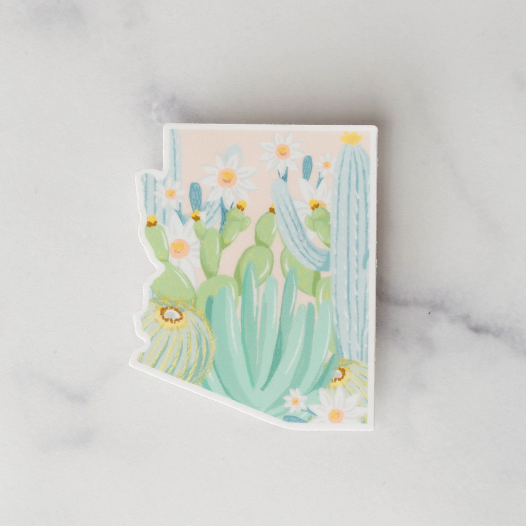 Arizona Outline Cactus Vinyl Sticker - Etsy