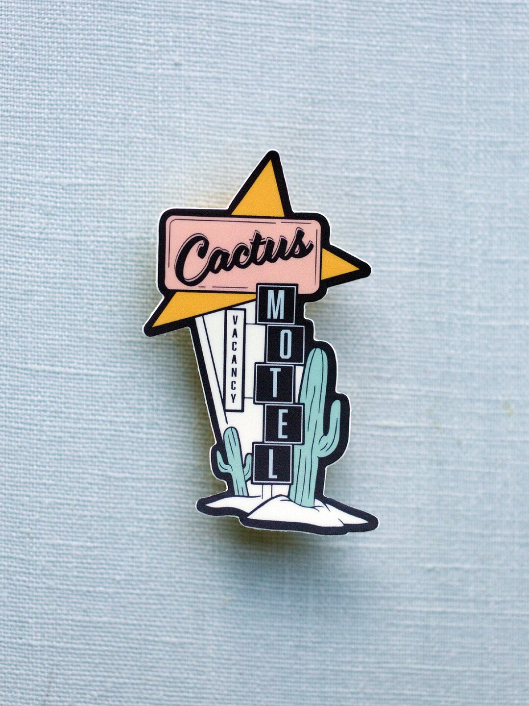 Cactus Motel Vinyl Sticker - Etsy