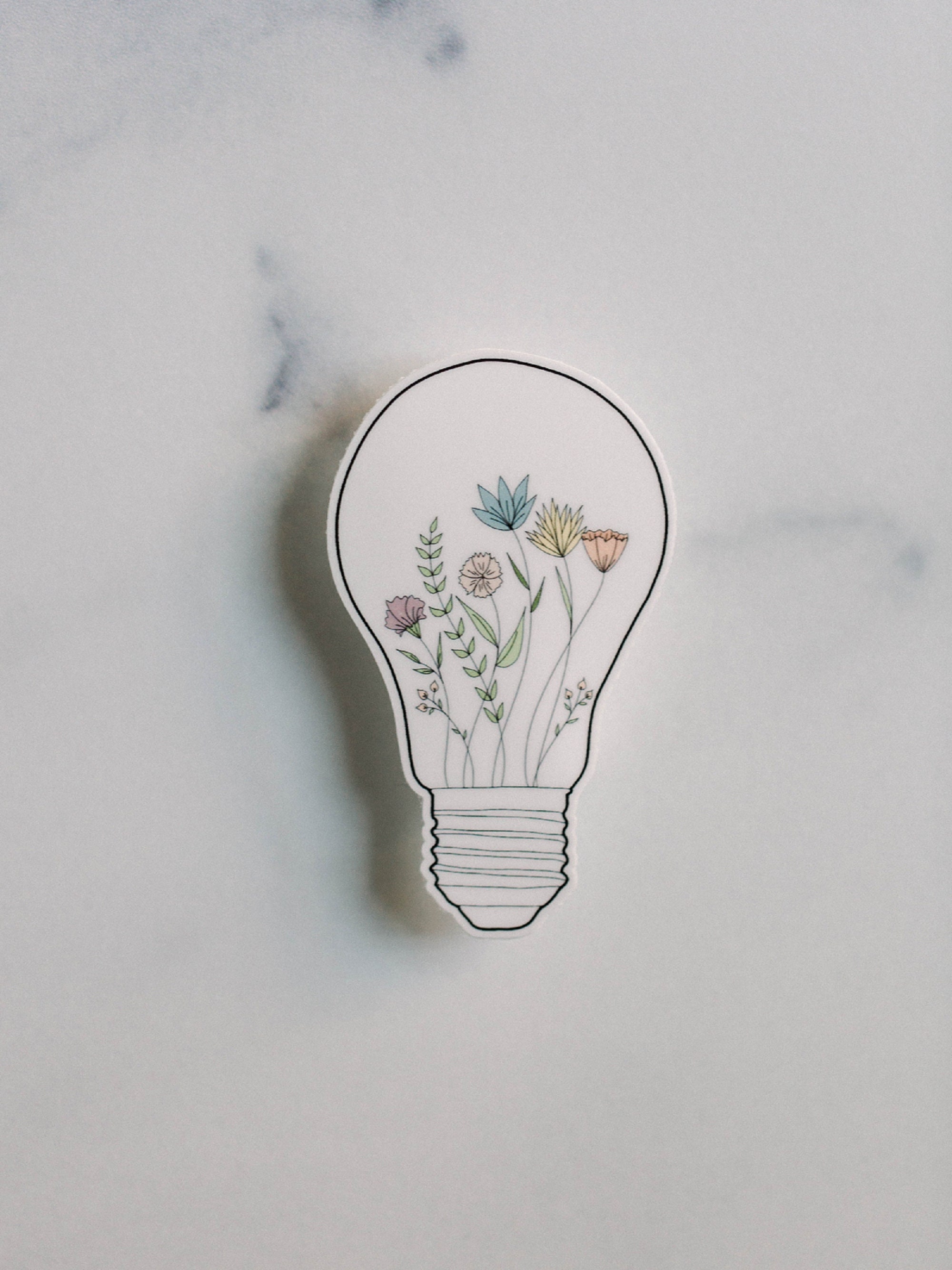 Bright Idea Floral Light Bulb Vinyl Sticker - Etsy Sweden