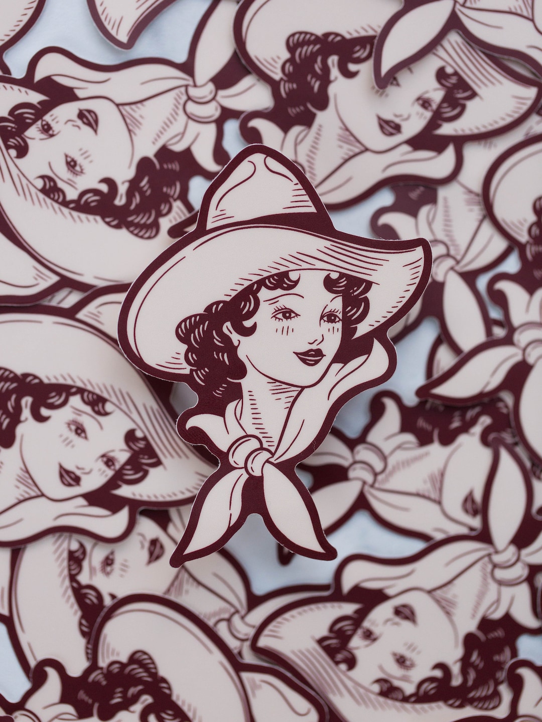 Vintage Cowgirl Vinyl Sticker - Etsy