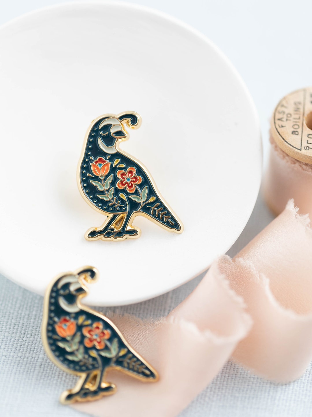 Desert Quail Enamel Pin - Etsy