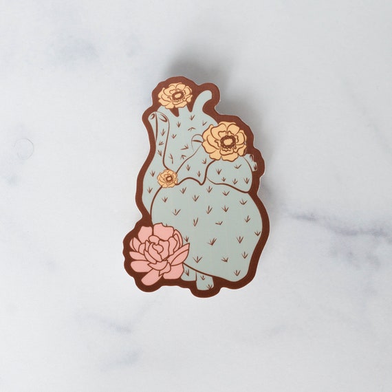 Cactus Heart Vinyl Sticker | Etsy