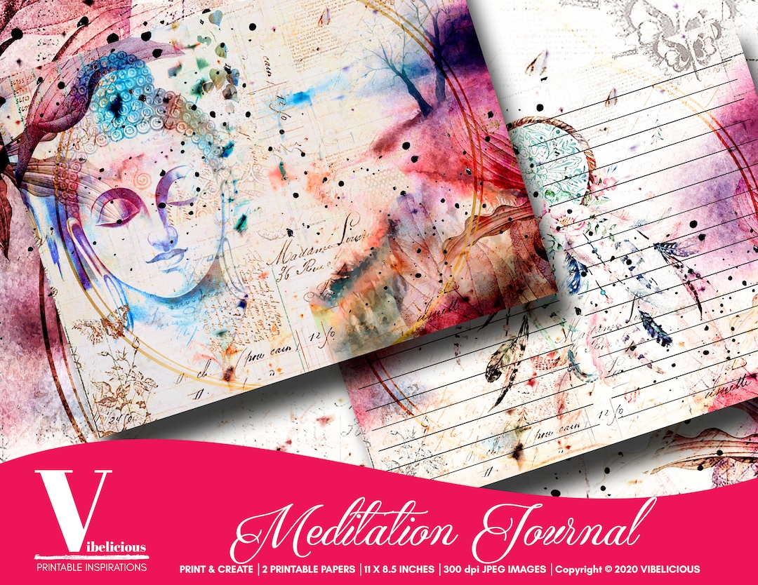 MEDITATION JOURNAL PRINTABLE Kit Journal Papers Buddha Mindfulness Junk ...