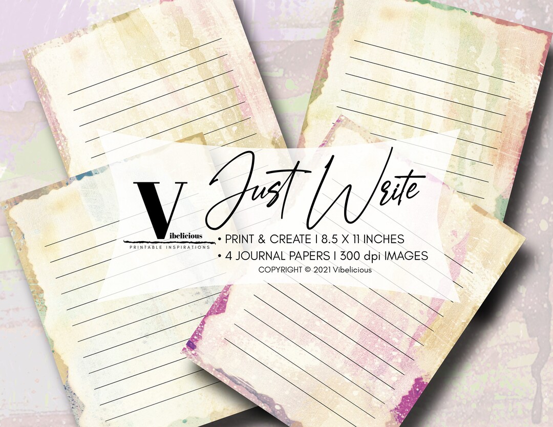 JUST WRITE PRINTABLE Lined Journal Paper Kit Writing Paper Digital ...