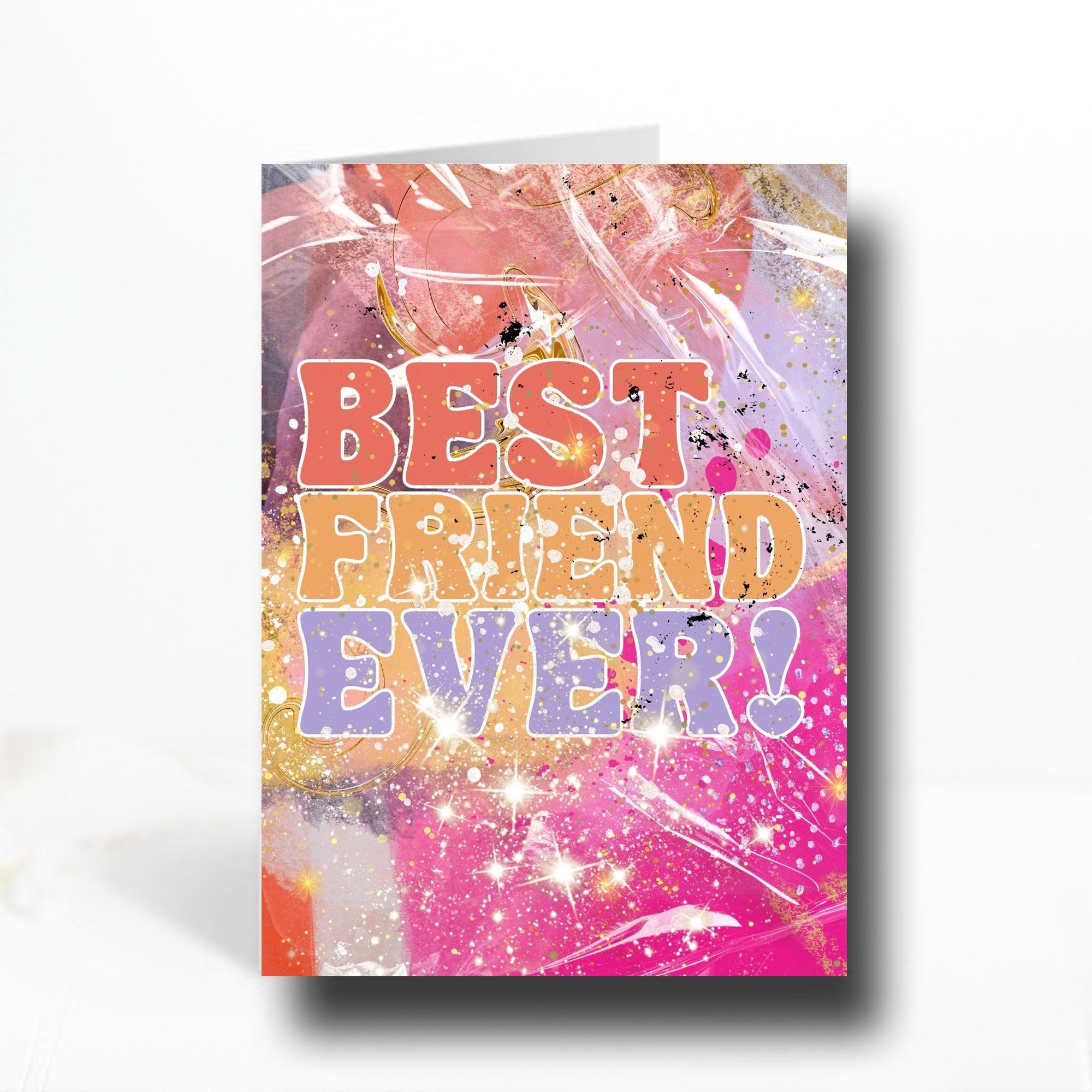 BEST FRIEND Ever Printable Typography DIY Greeting Card, 5x7 Card ...