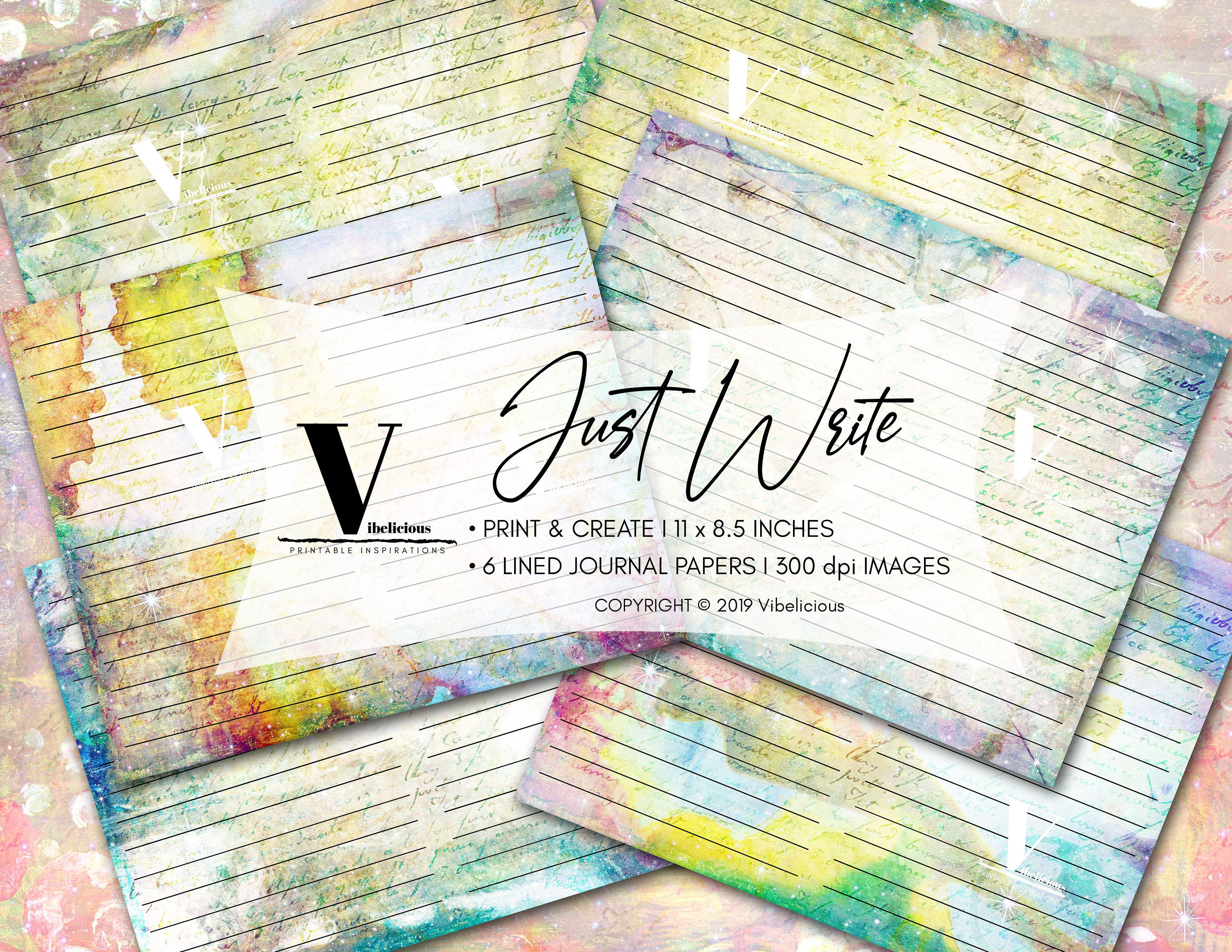 JUST WRITE Printable Lined Journal Sheets Journal Paper Digital Paper ...