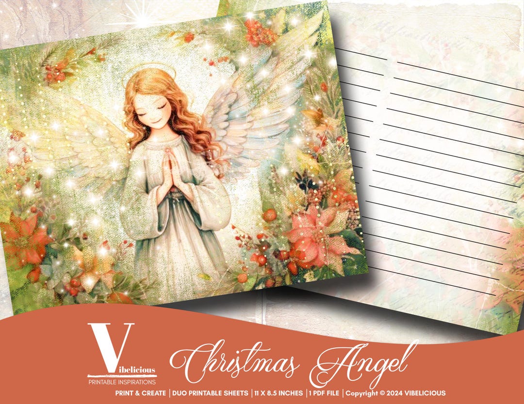 CHRISTMAS ANGEL DUO Journal Sheets, Writing Paper, Lined Paper ...
