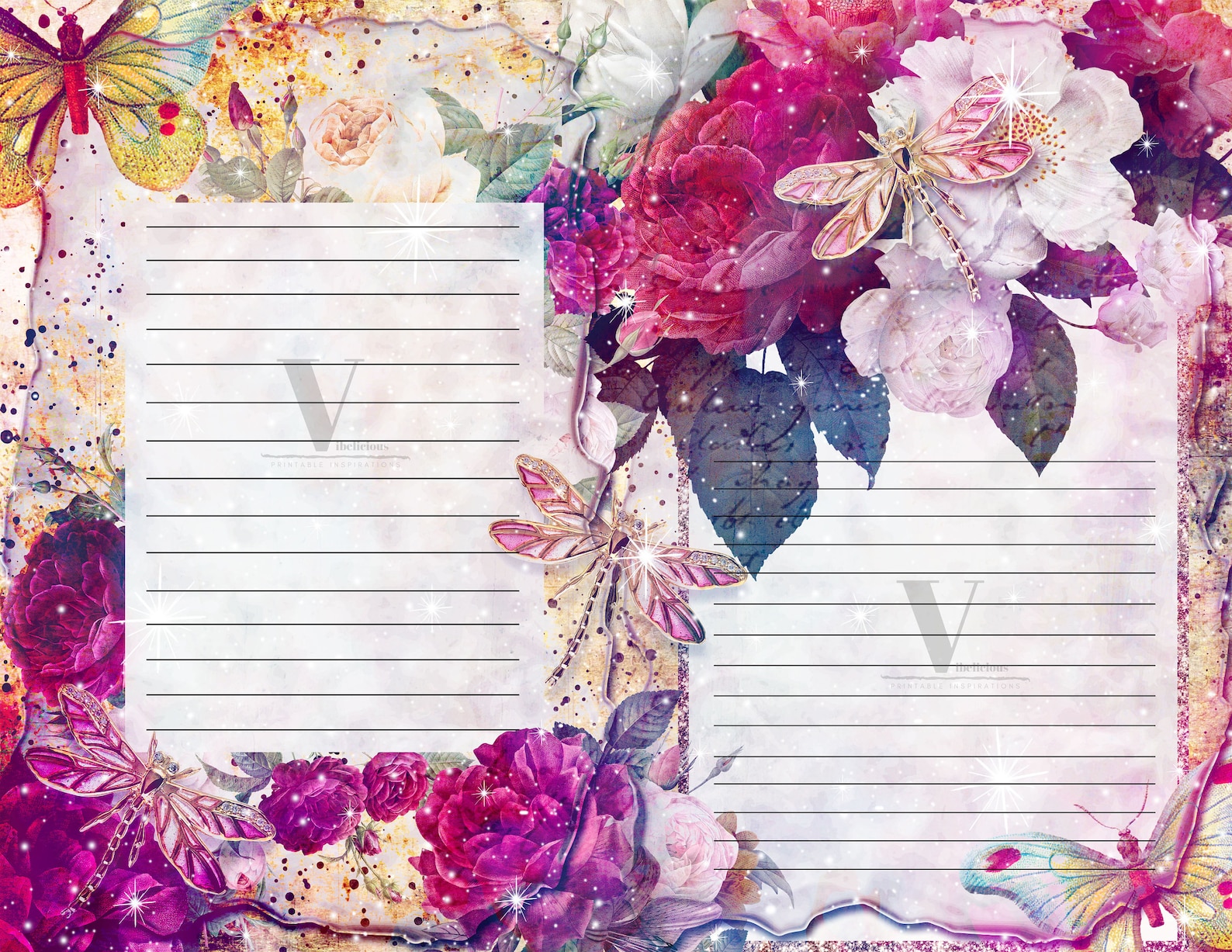 FLORAL BLISS Printable Journal Kit Journal Pages Flowers Floral Instant ...