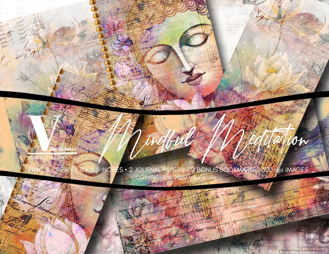 MINDFUL MEDITATION JOURNAL Kit Journal Pages Collage Scrapbooking ...