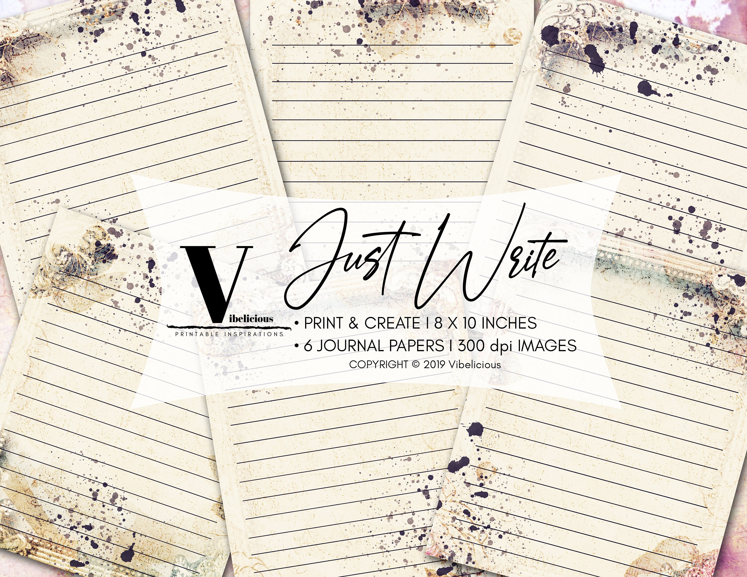 JUST WRITE PRINTABLE Lined Journal Kit Lined Journal Sheets Junk ...