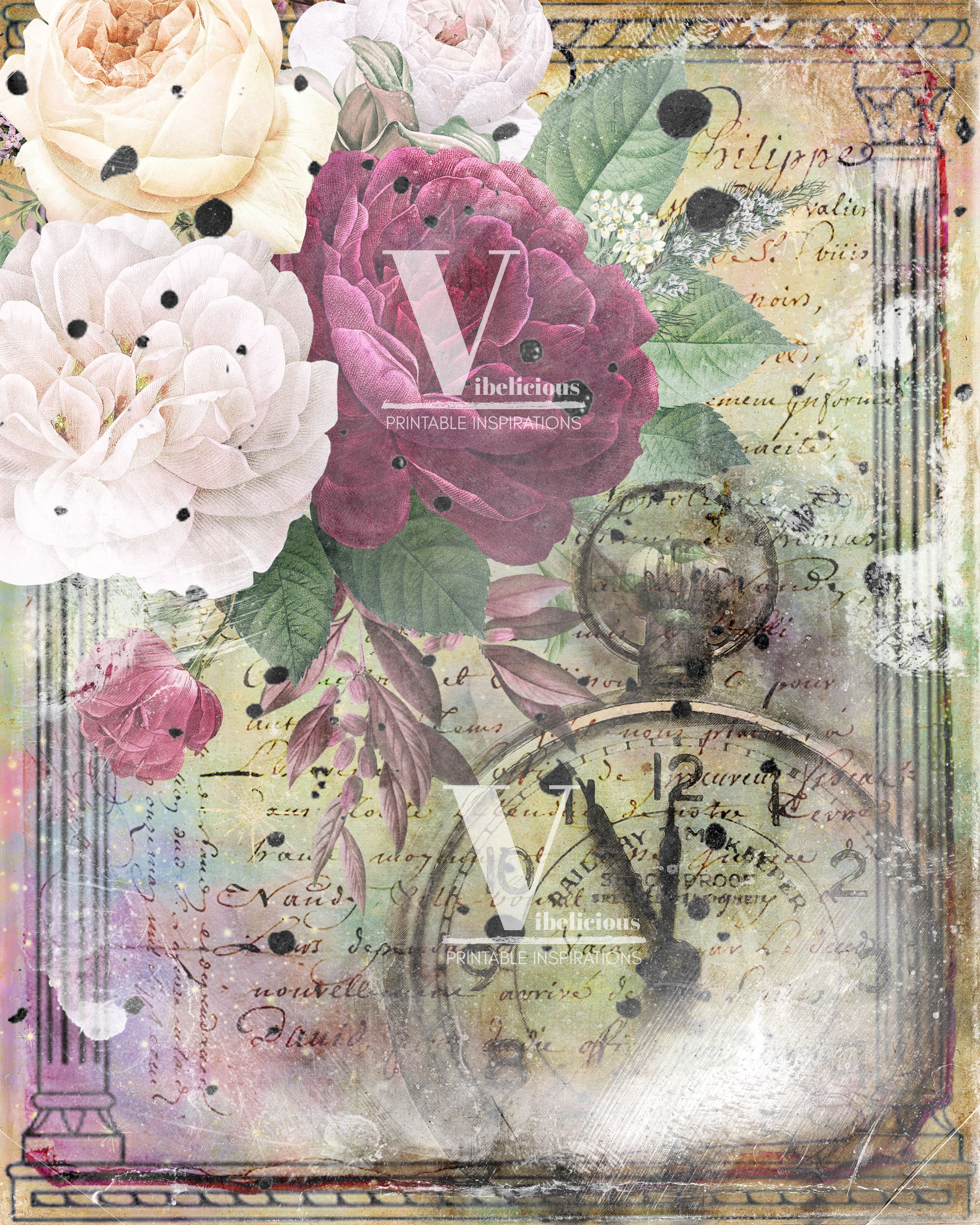 VICTORIAN FLORAL PRINTABLE Journal Papers Journal Pages Junk Journal ...