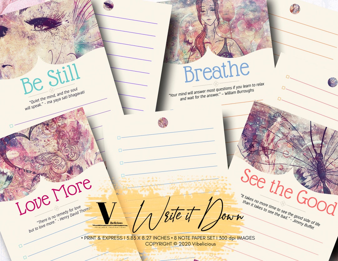 WRITE IT DOWN Printable Note Paper Set Printable Note Pad Inspirational ...