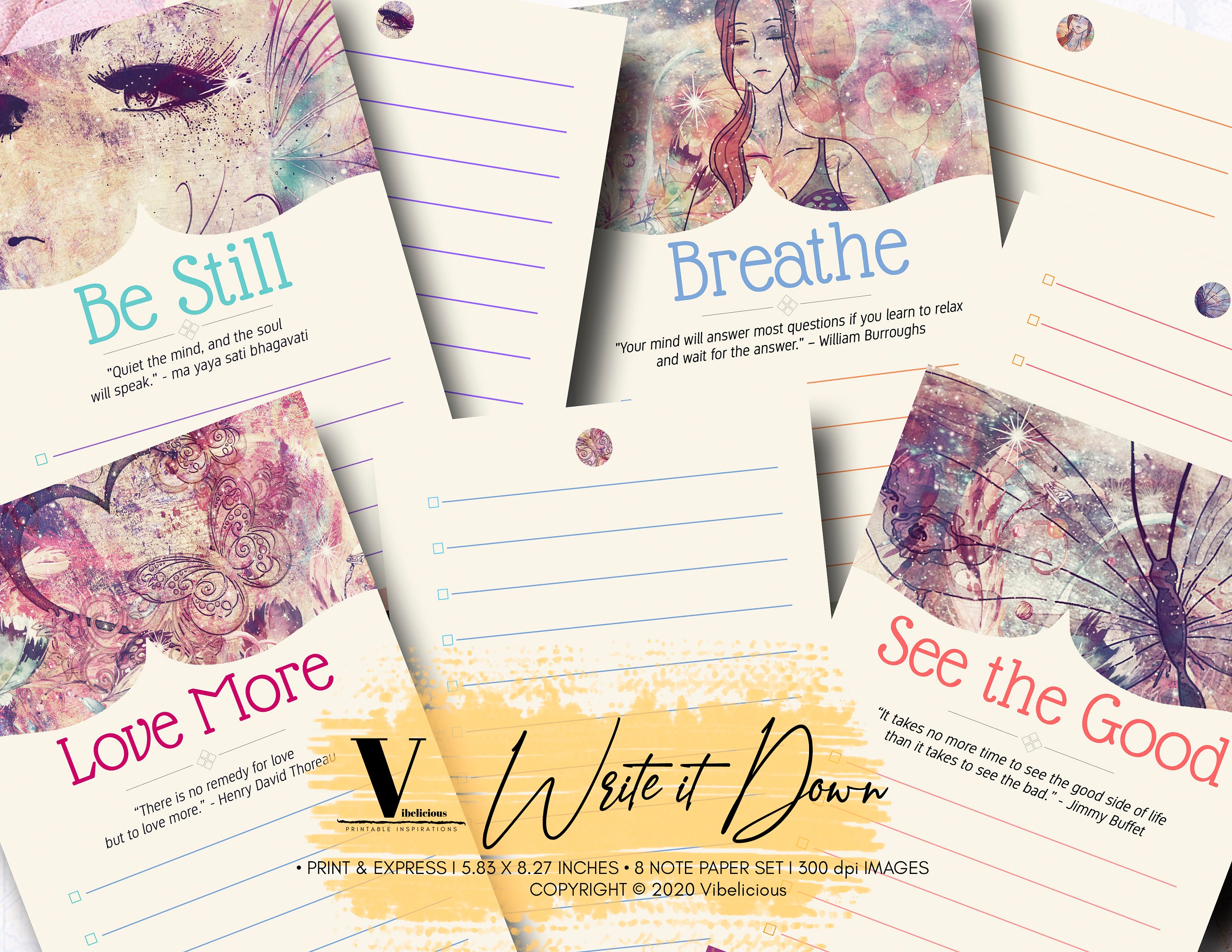 WRITE IT DOWN Printable Note Paper Set Printable Note Pad Inspirational ...