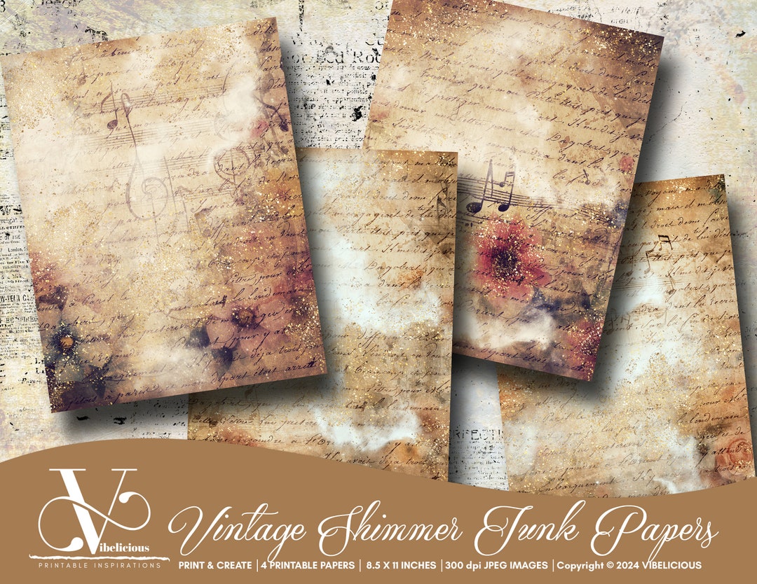 VINTAGE SHIMMER Background Papers JUNK Journal Digital Paper Journal ...