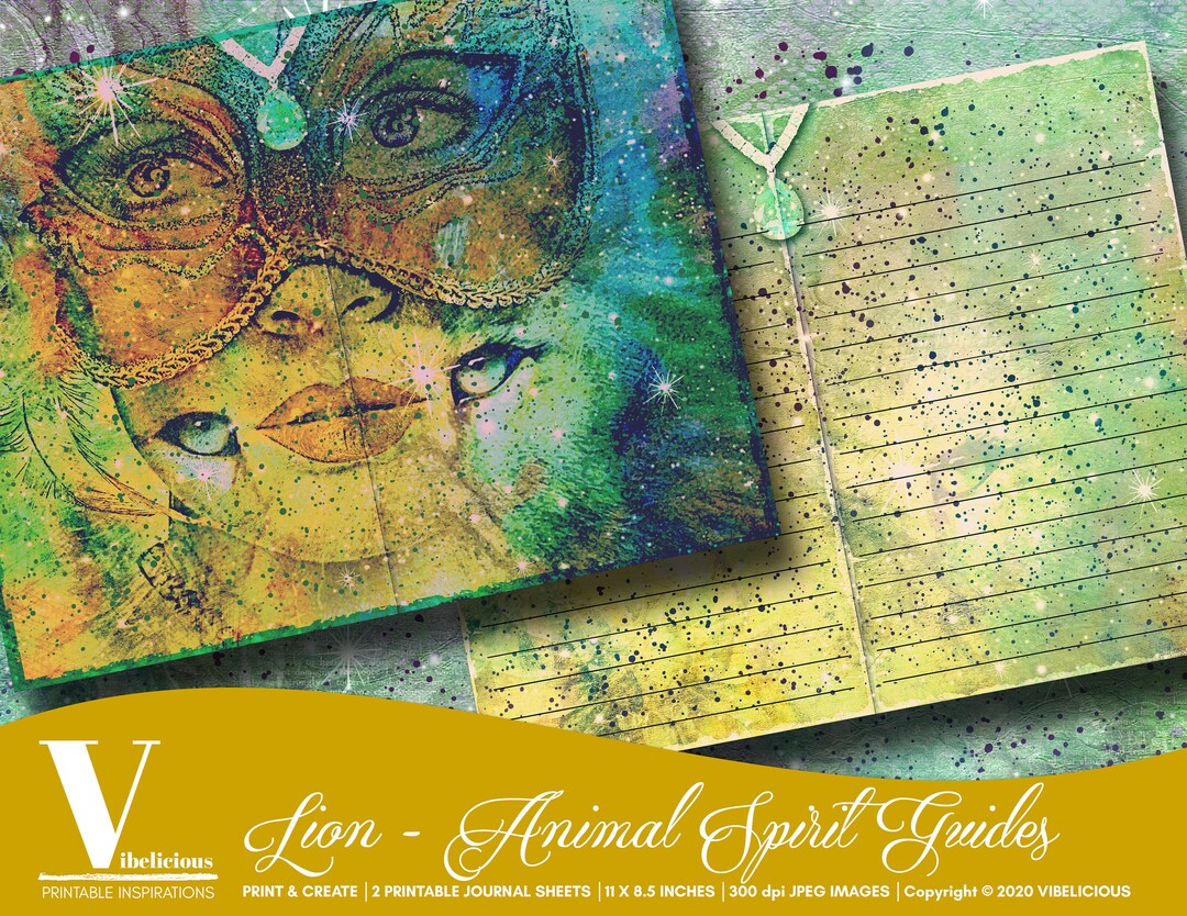ANIMAL SPIRIT GUIDES Lion Printable Journal Set Junk Journal Strength ...
