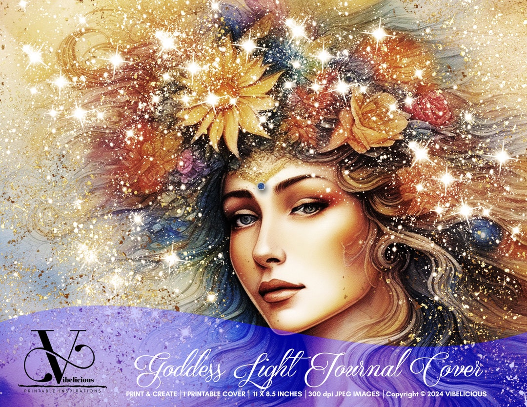 GODDESS LIGHT JOURNAL Cover, Junk Journal Cover, Printable Journal ...