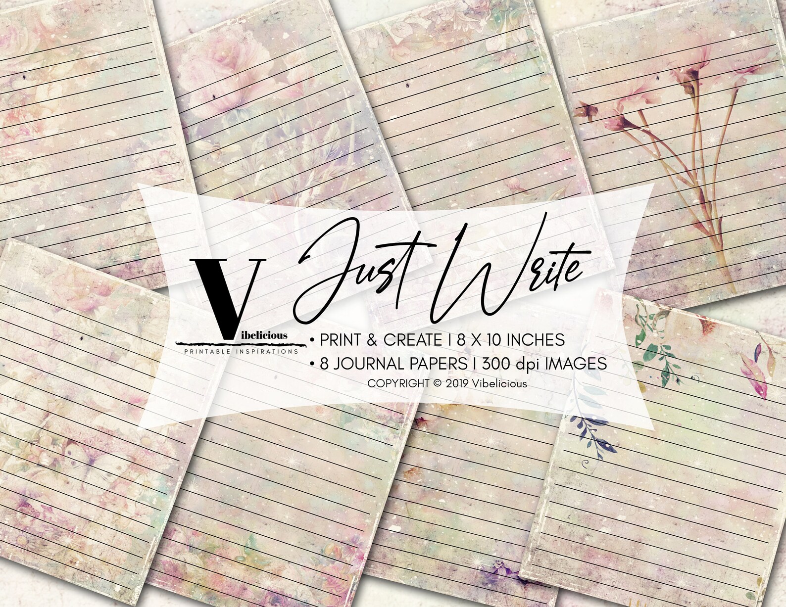 JUST WRITE PRINTABLE Lined Journal Papers Journal Sheets | Etsy