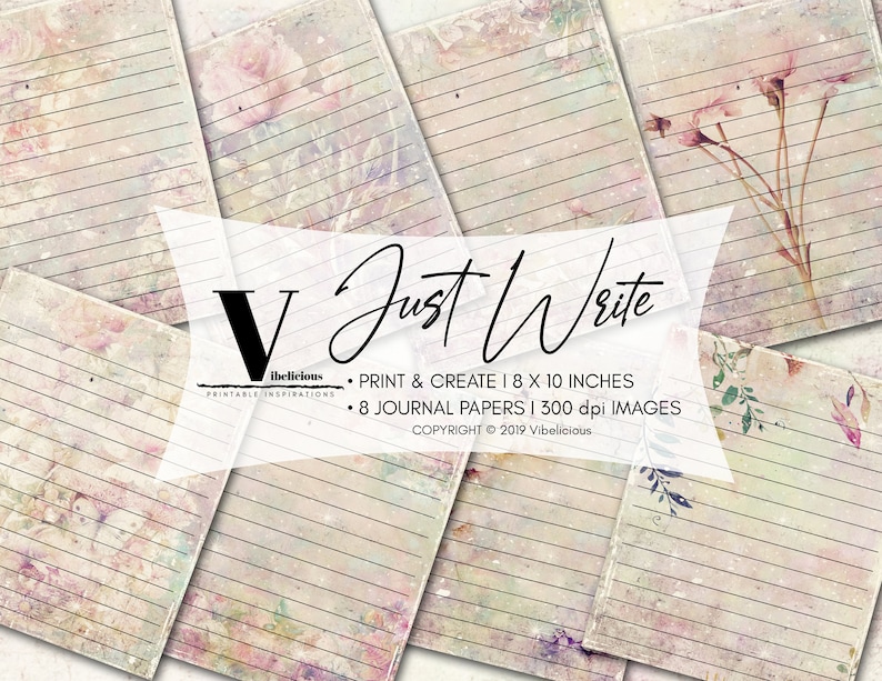 JUST WRITE PRINTABLE Lined Journal Papers Journal Sheets - Etsy