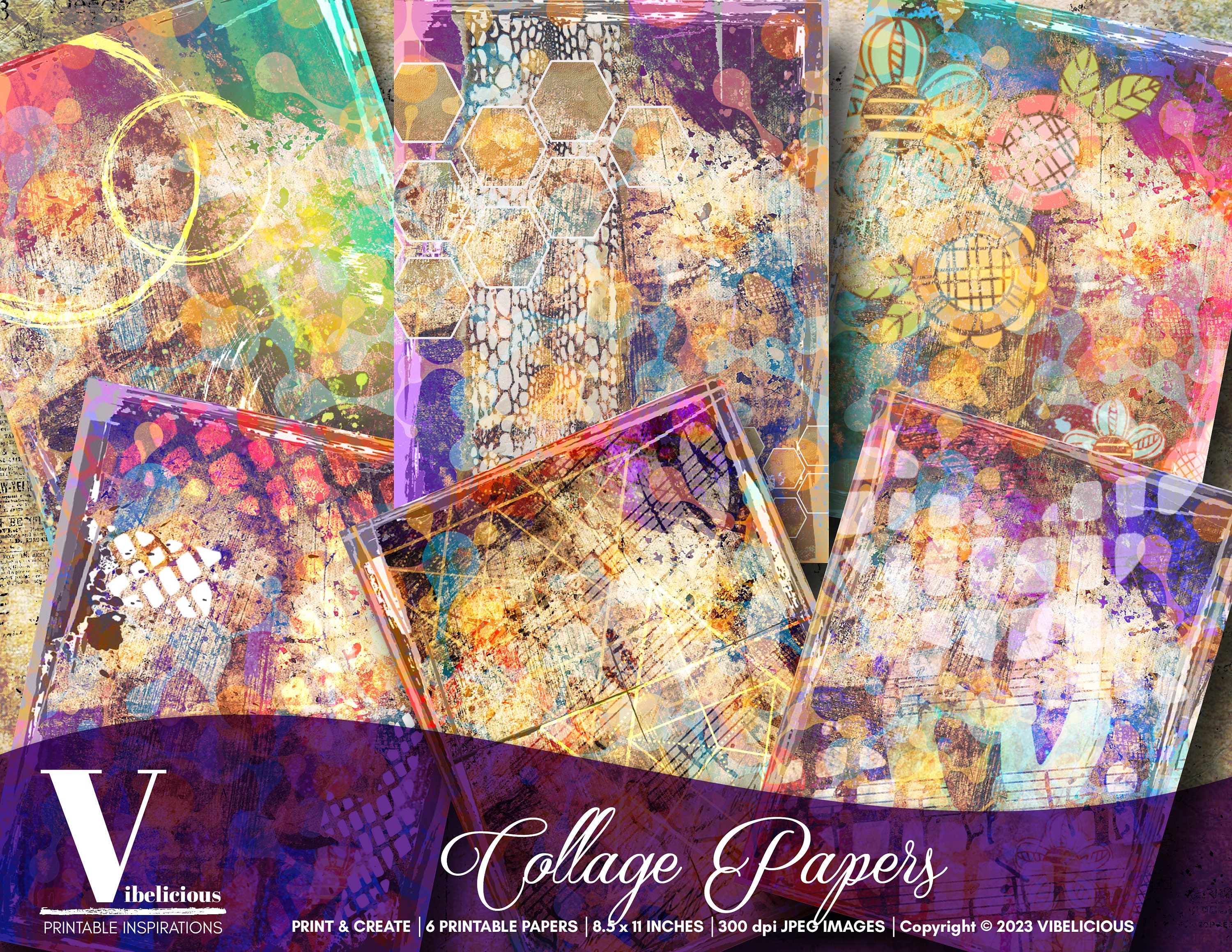 Collage Paper Printable Journal Paper Junk Journal Grunge Paper Boho ...